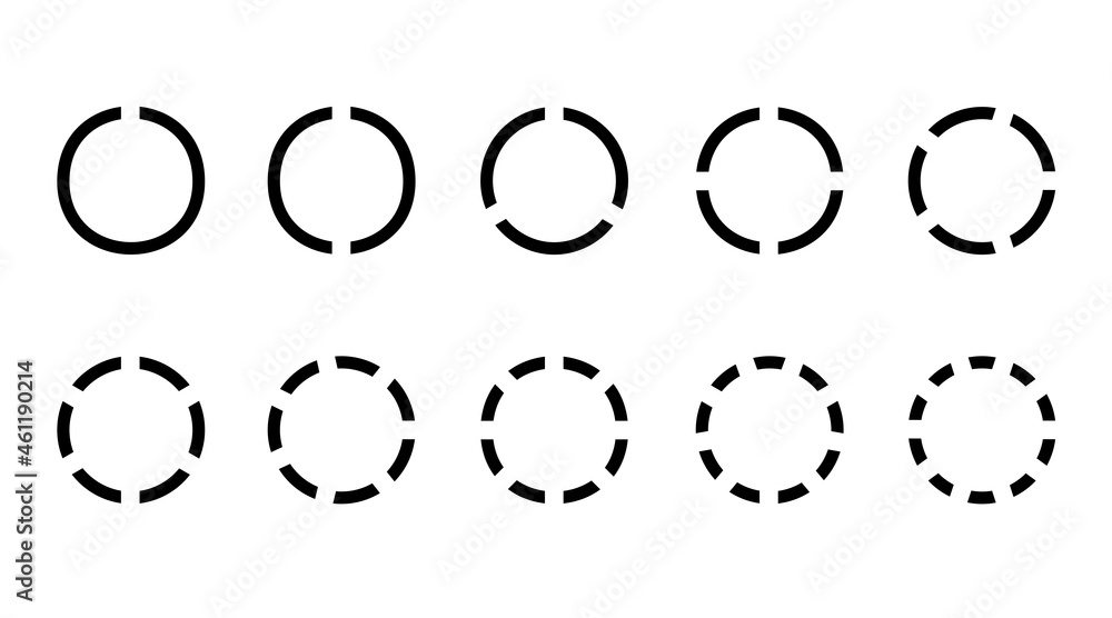 Circle chart section segments set vector diagram segments pie template ...