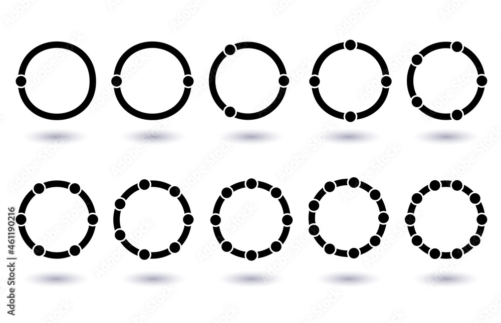 Circle chart section segments set vector diagram segments pie template ...