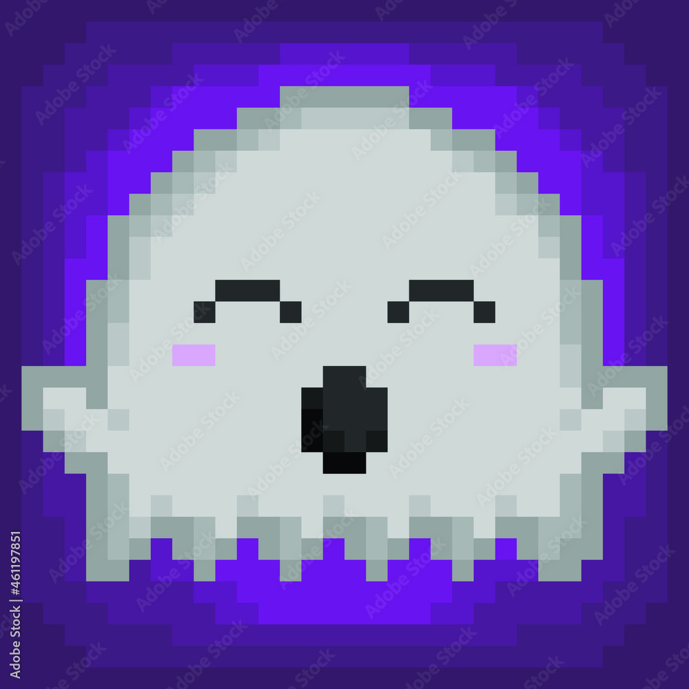 Ghost Pixel 8bit 32x32px Vector Halloween Stock Vector | Adobe Stock