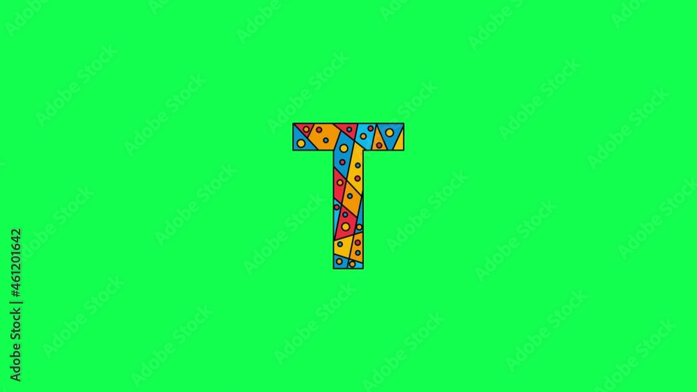 Letter T. Animated unique font made of circles and triangles, polygons ...