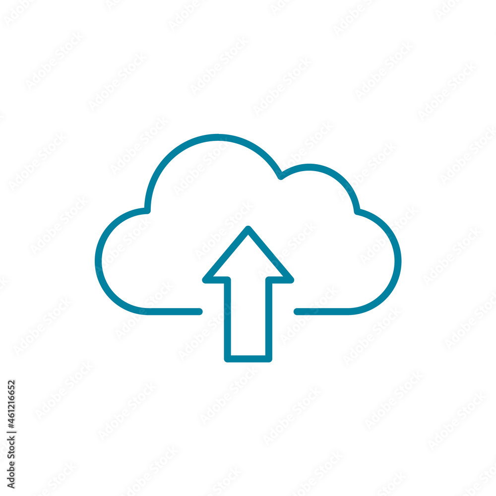 Cloud upload line icon. Cloud with up arrow sign. Online backup data ...