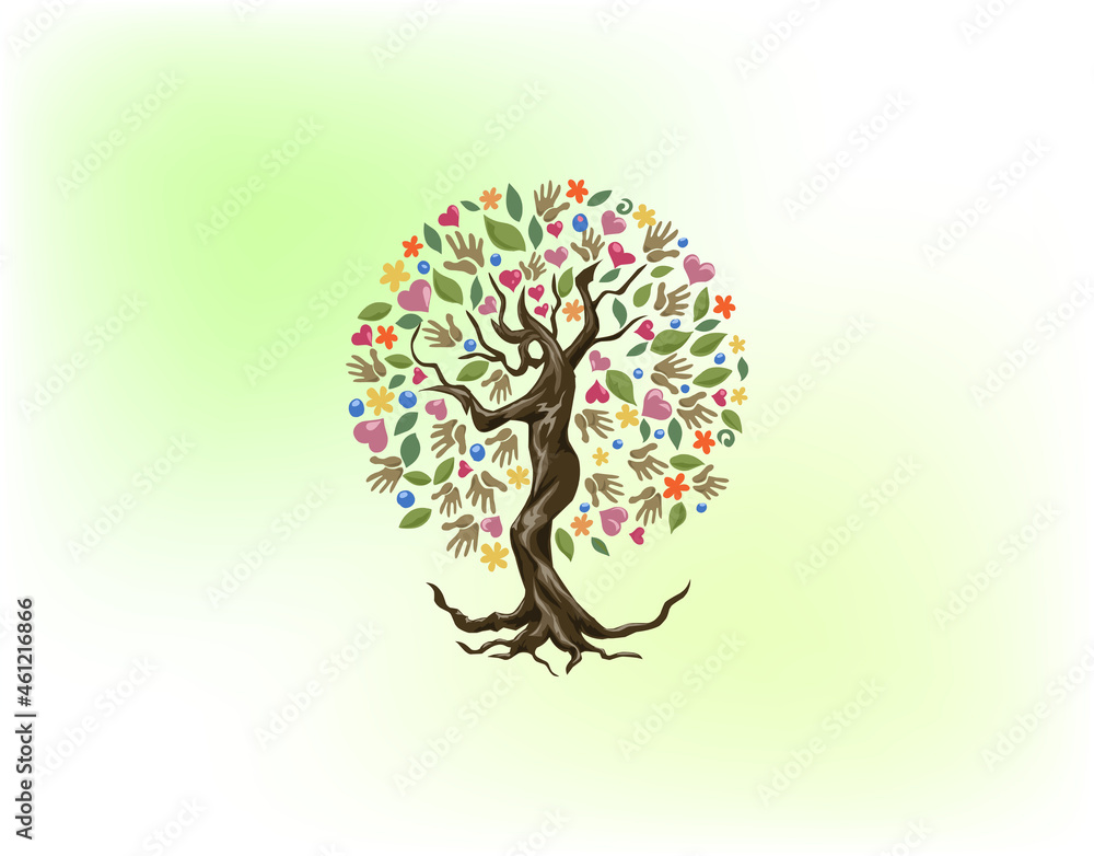 Abstract Human tree logo. Unique dryad Tree Vector illustration, hand ...