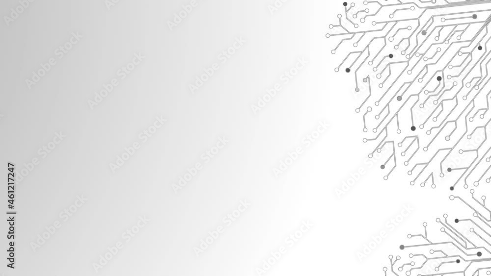 Circuit Board with moving electrons Data Flow Loop Background Animation. Artificial Intelligence ...