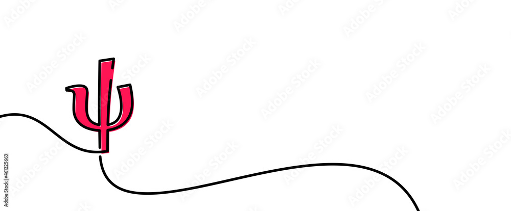 Single line drawn greek alphabet Psi outline. Stock Vector | Adobe Stock