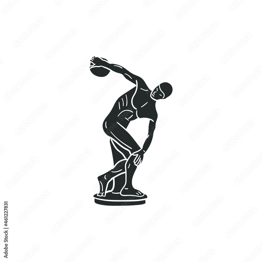 Discobolus Icon Silhouette Illustration. Greek Sculpture Vector Graphic ...