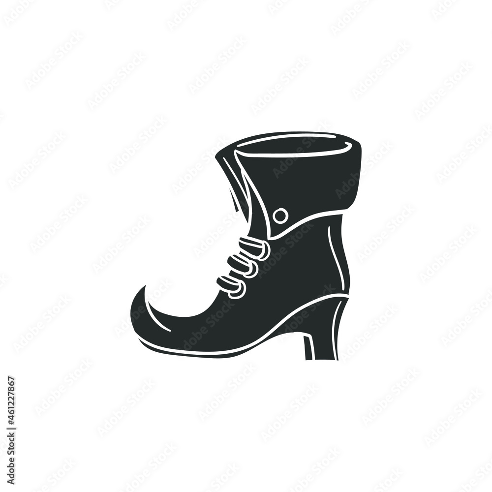 Elf Boot Icon Silhouette Illustration. Magic Shoe Vector Graphic ...