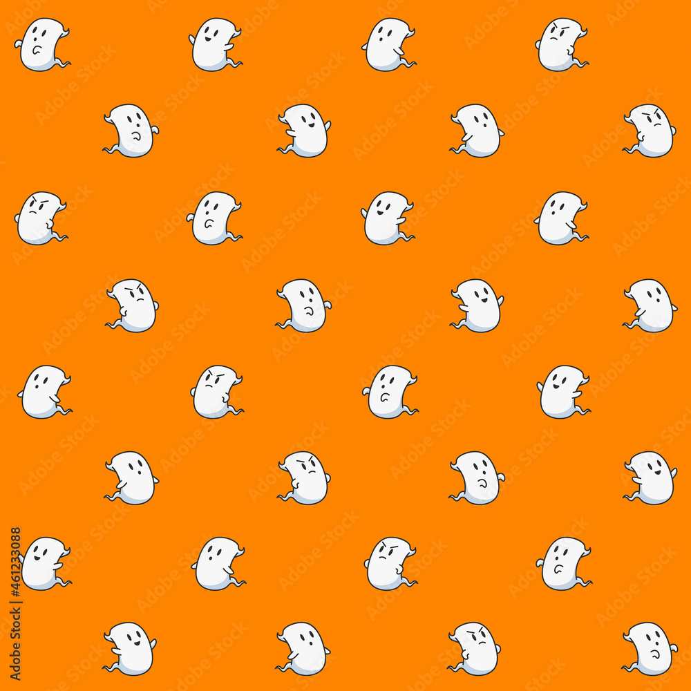Cute Ghost Seamless Pattern - Amazing vector pattern of a cute little ...
