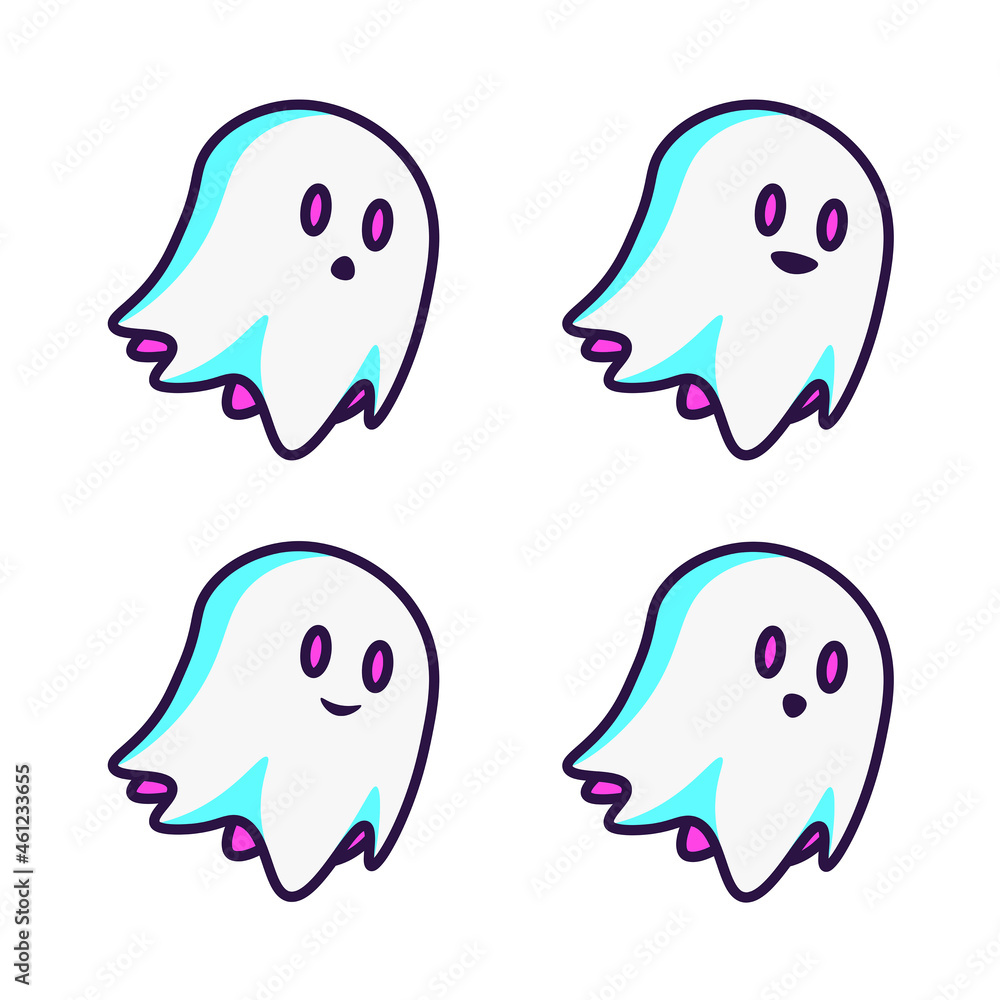 Cute Ghost Set - Cute ghost character poses and expression set suitable ...