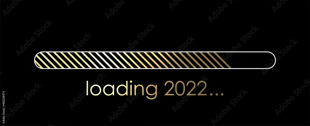 Golden progress bar with loading 2022 sign. Stock Vector | Adobe Stock