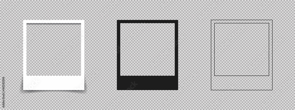 Set polaroid. Realistic old photo frame isolated on transparent ...