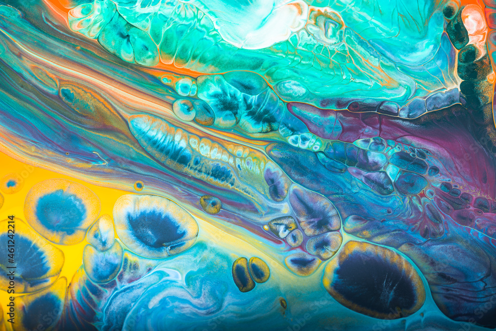 Blue Acrylic Pour Color Liquid marble abstract surfaces Design. Stock ...