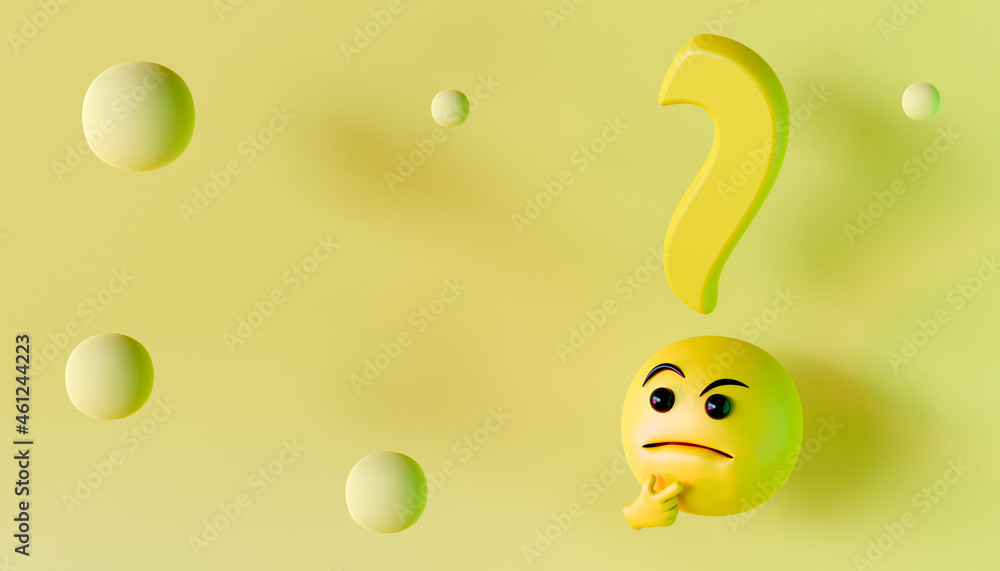 3d Thinking Face, thinking emoticon, question. The emotion of ...