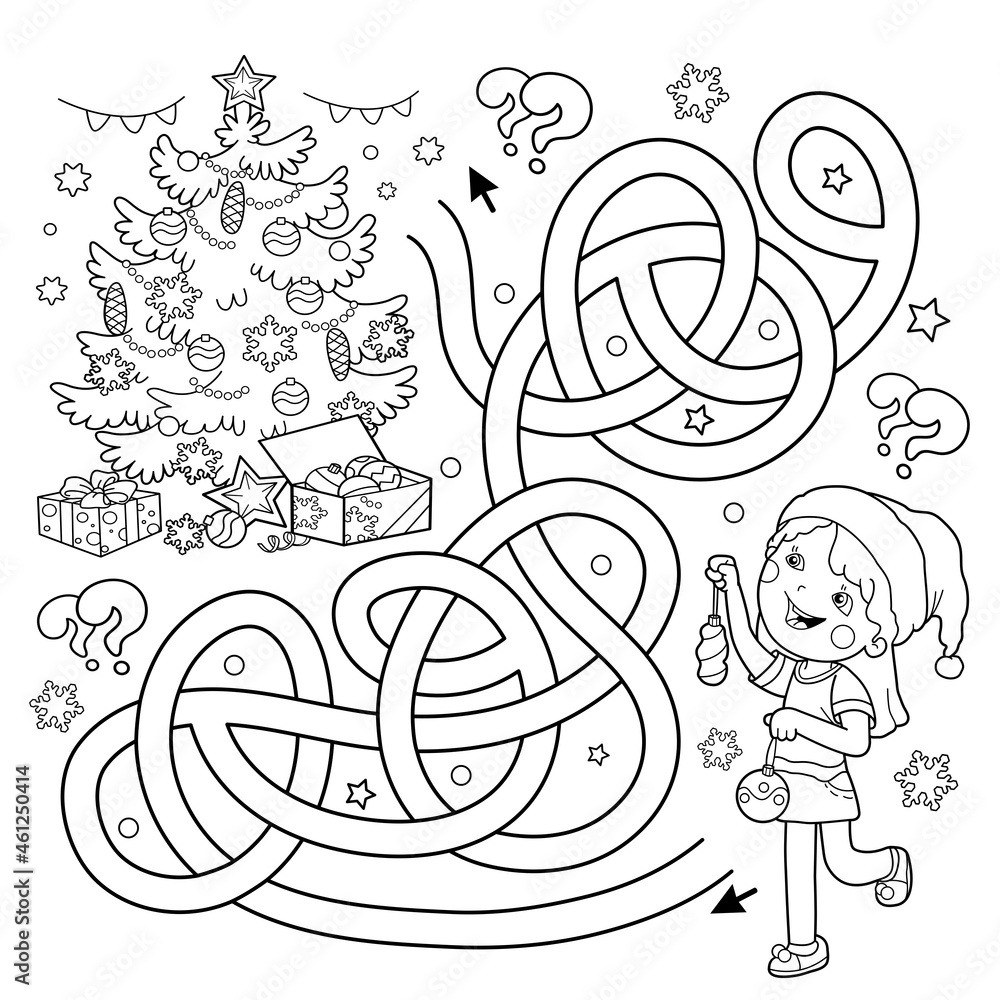 Christmas Color Pages Maze
