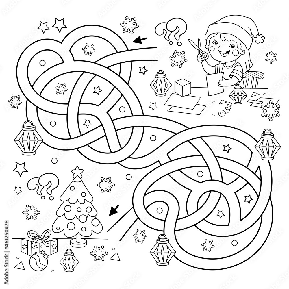 Christmas Color Pages Maze