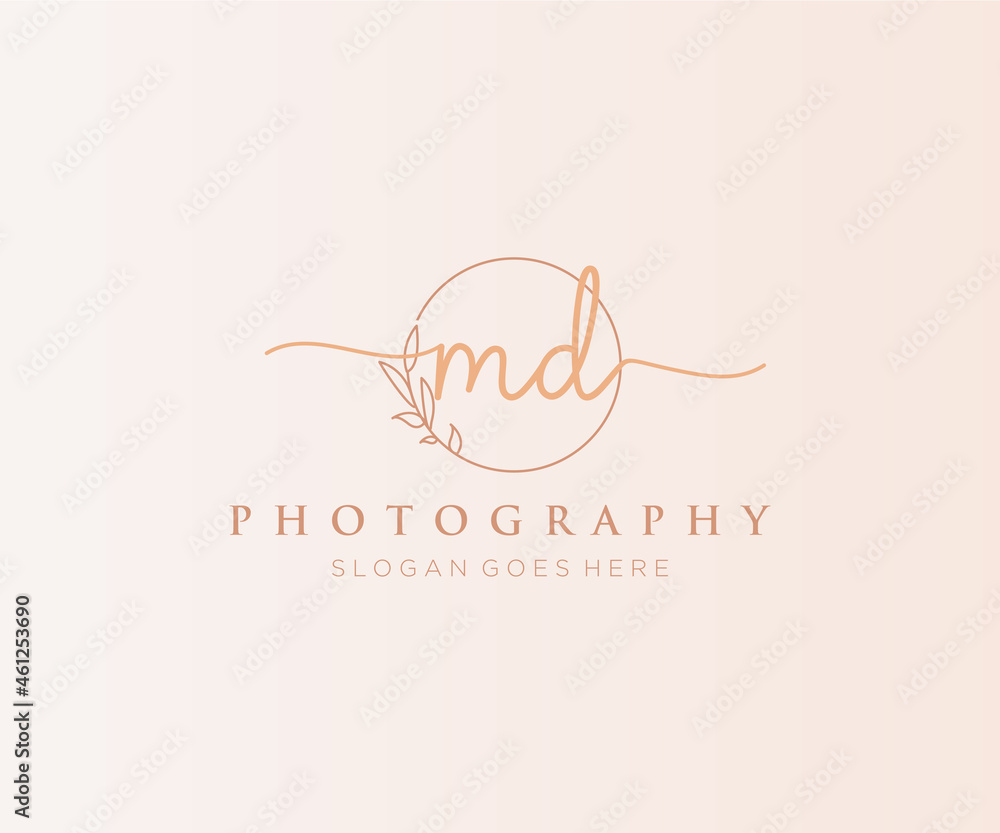 Initial MD feminine logo. Usable for Nature, Salon, Spa, Cosmetic and ...