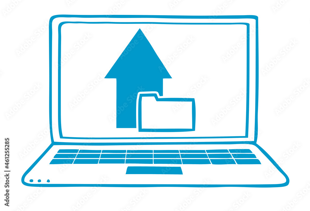 Laptop Computer Icon mit Upload Symbol Stock Illustration | Adobe Stock