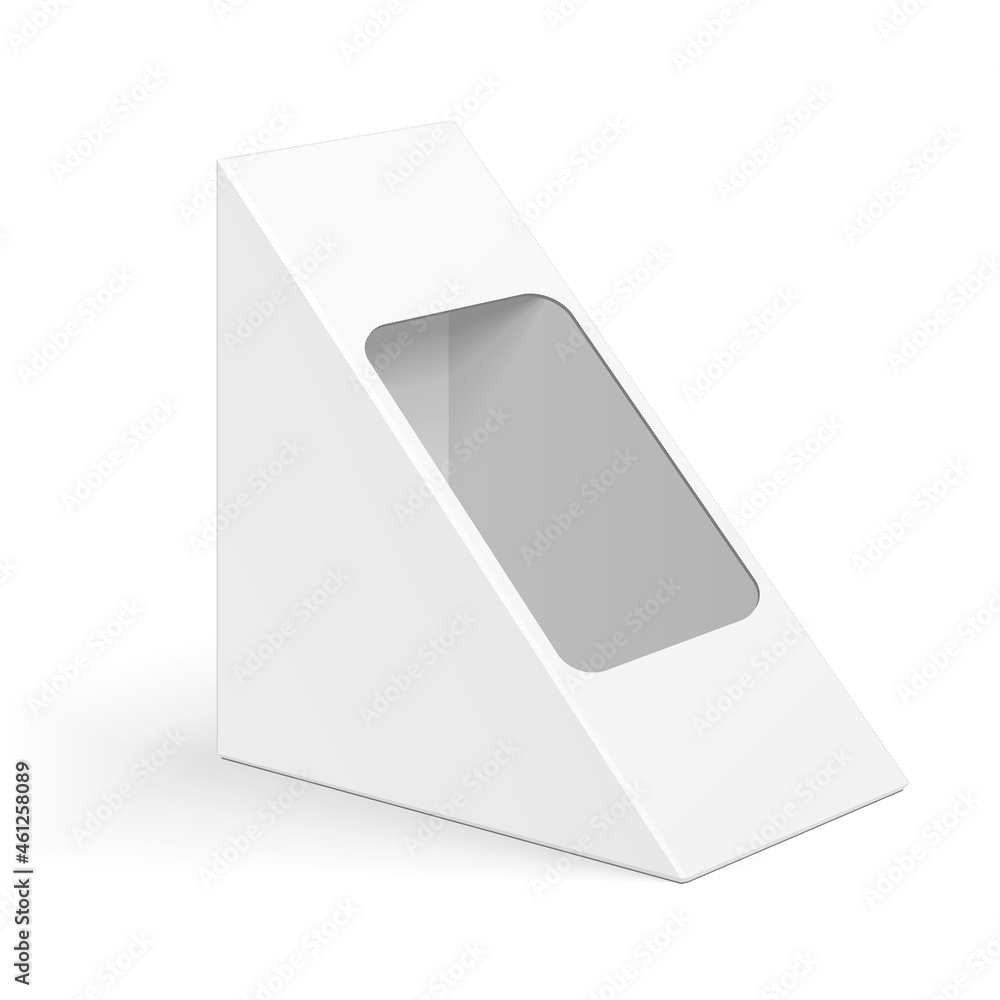 Mockup White Cardboard Triangle Box Packaging For Sandwich, Food, Gift ...