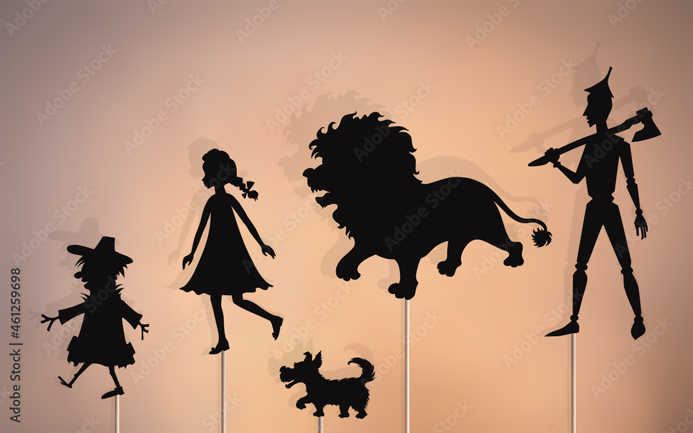Wizard of Oz storytelling, shadow puppets. Stock Photo | Adobe Stock