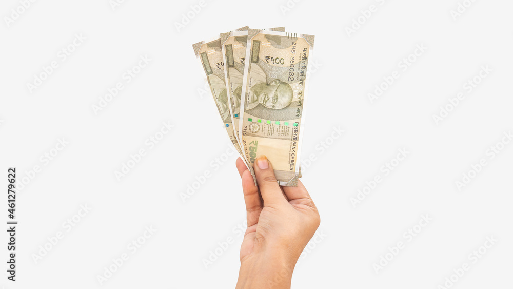 Indian currency - five hundred notes in hand Stock Photo | Adobe Stock