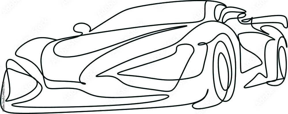 Car vector one line art. Line drawing car illstration Stock Vector ...
