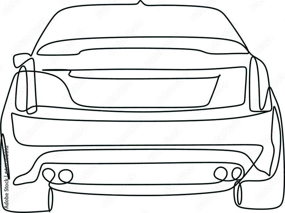 Car vector one line art. Line drawing car illstration Stock Vector ...