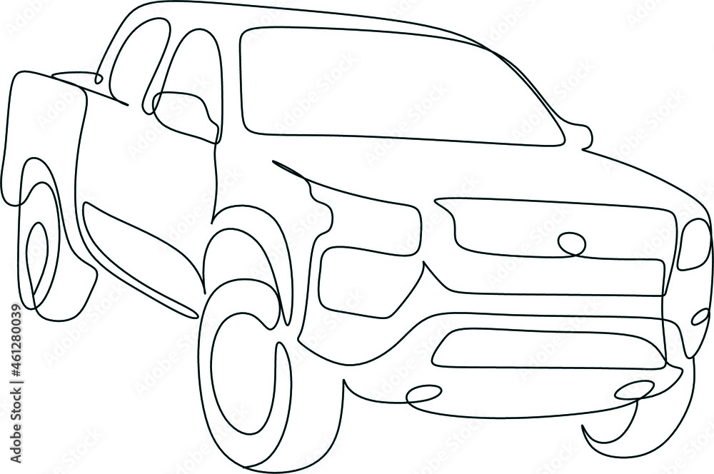 Car vector one line art. Line drawing car illstration Stock Vector ...