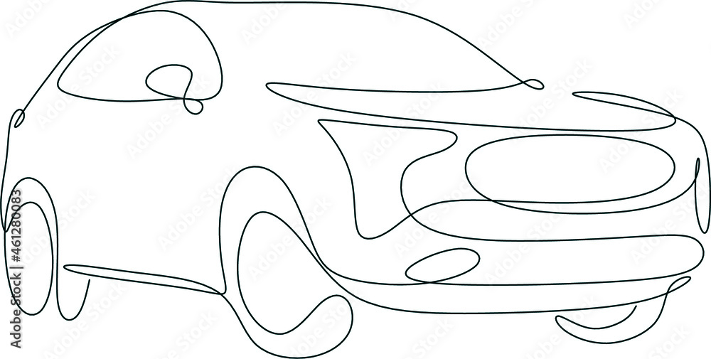 Car vector one line art. Line drawing car illstration Stock Vector ...
