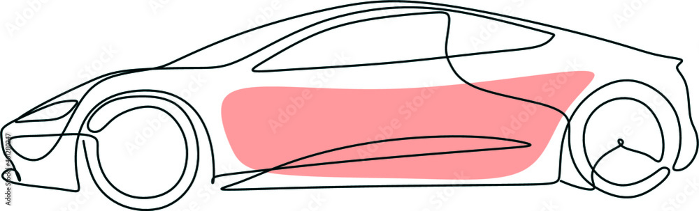 Car vector one line art. Line drawing car illstration Stock Vector ...