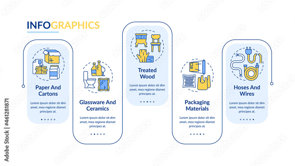 Recyclable garbage vector infographic template. Accepted waste types ...