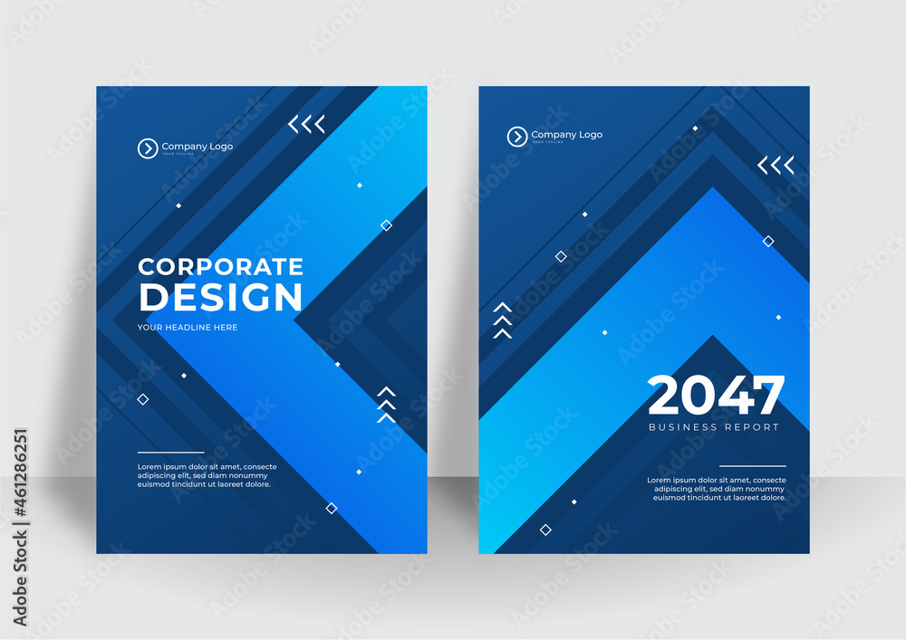 Modern blue business corporate cover design background. Blue digital ...