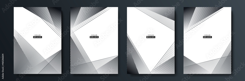 Modern black cover design set. Luxury creative line pattern in premium ...