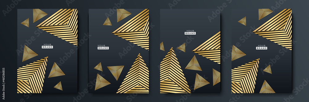 Modern black cover design set. Luxury creative line pattern in premium ...