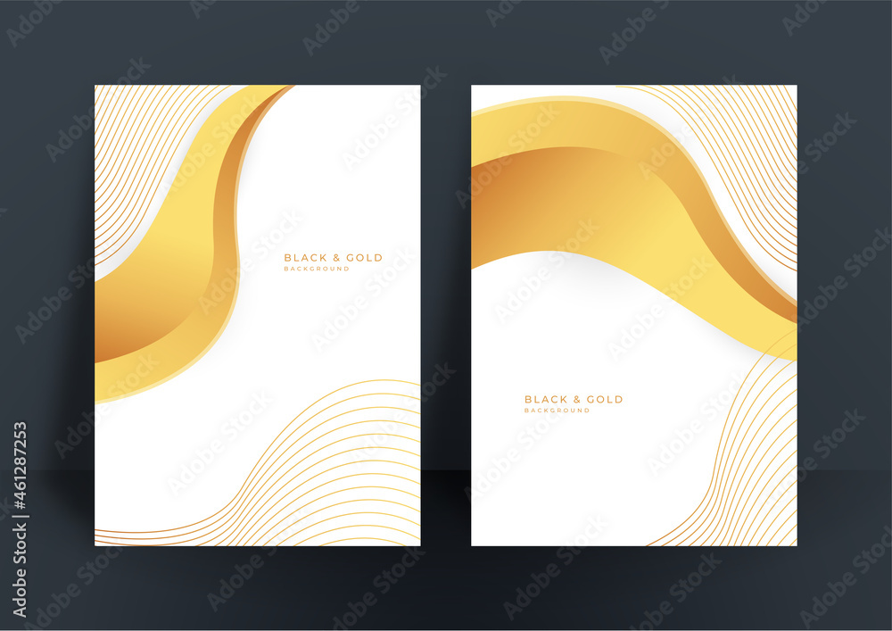 Abstract white and gold cover design template background. Gold abstract ...