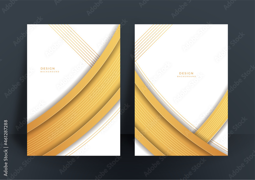Abstract white and gold cover design template background. Gold abstract ...