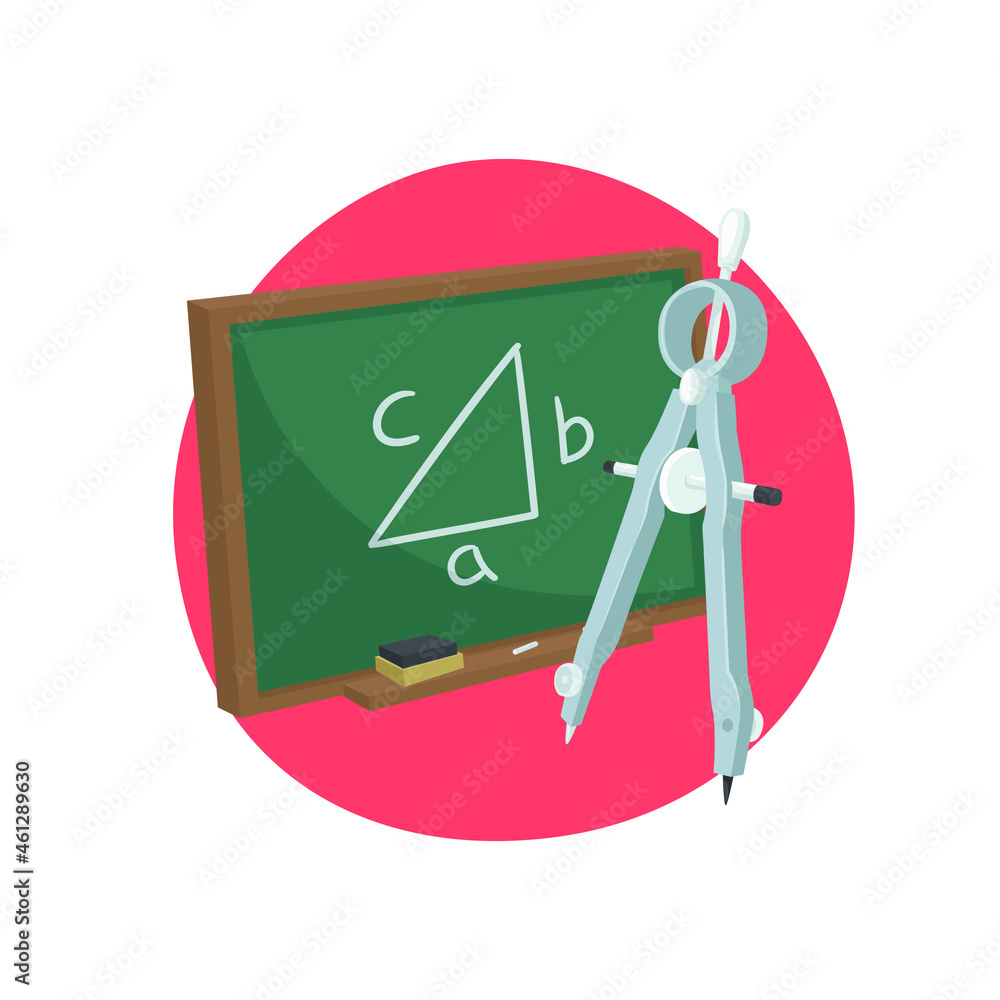 School Chalk Compass Emoji Icon Illustration. Geometric Drawing Vector ...