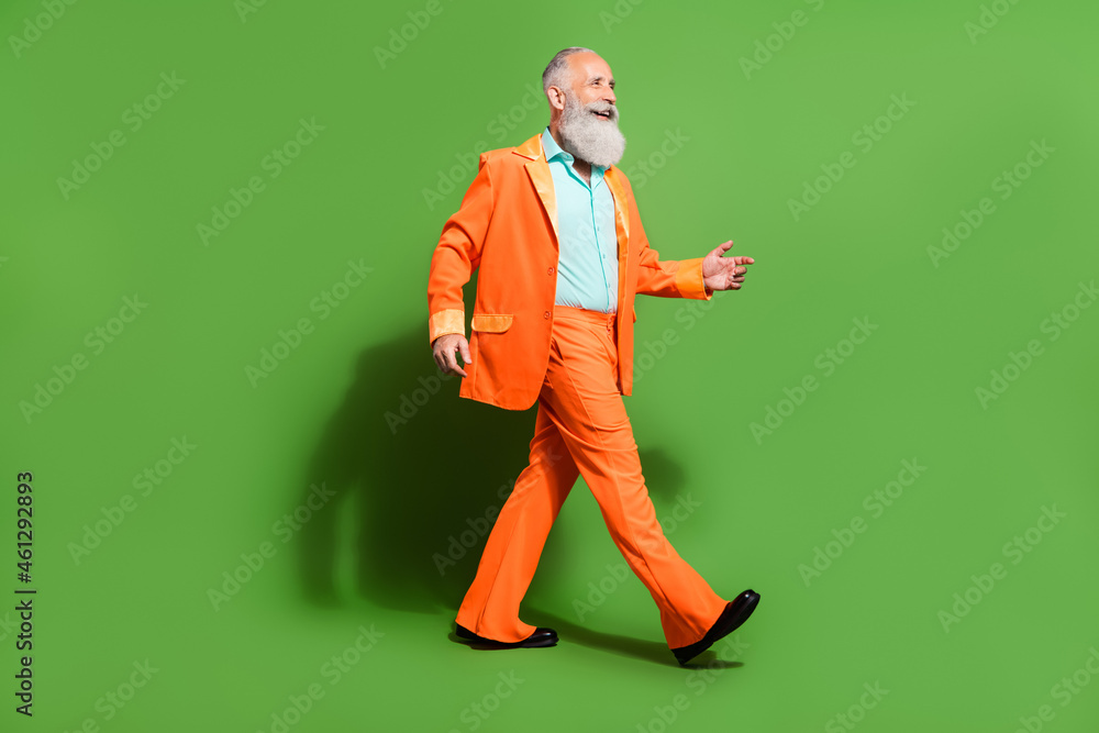 Full length body size view of attractive cheerful imposing man mc ...