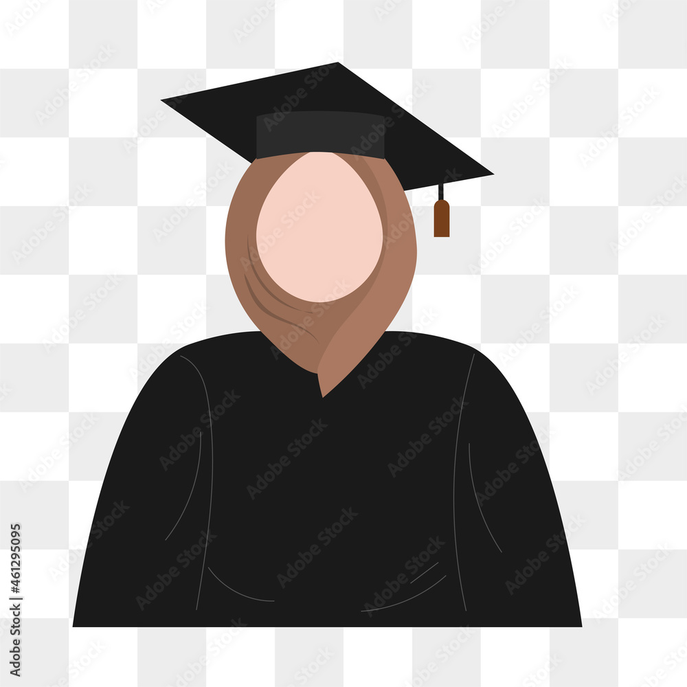 Hijab graduation vector illustration. a female wearing Islamic ...