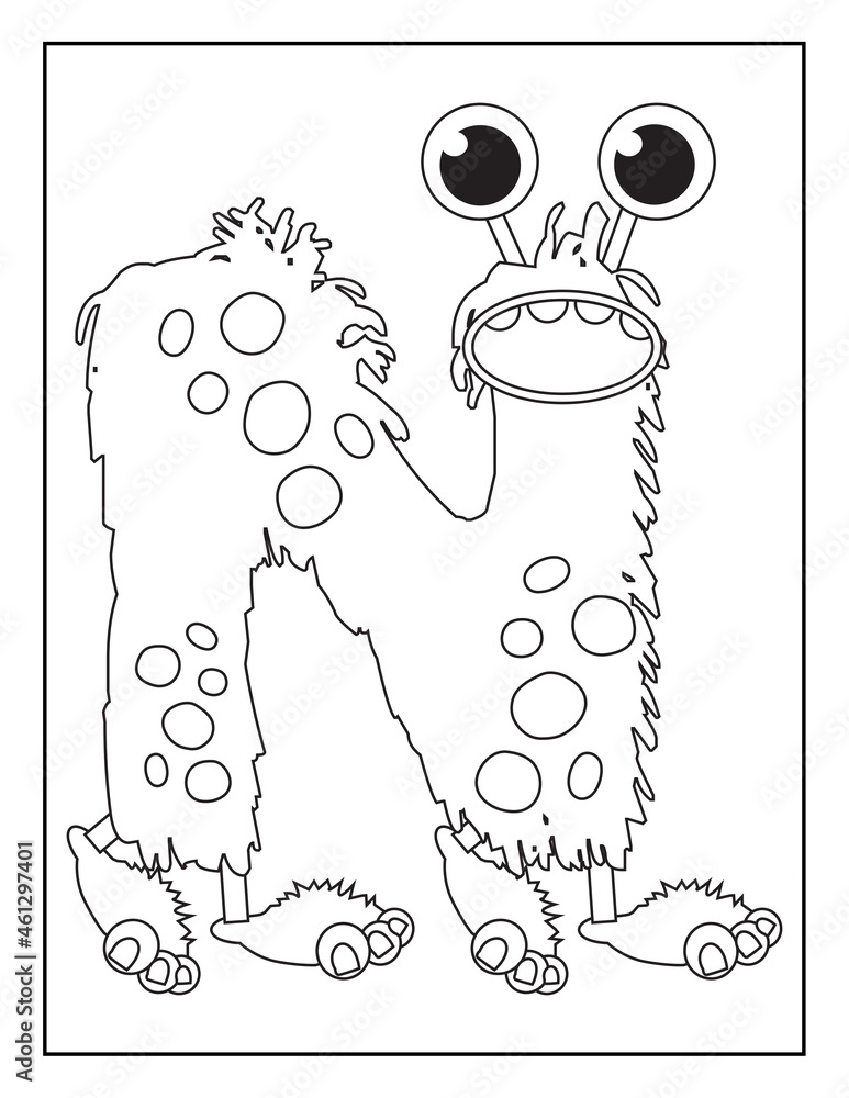 Coloring Book Pages for Kids. Coloring book for children. Monster ...
