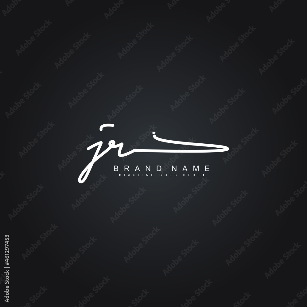 Initial Letter JR Logo - Handwritten Signature Logo Stock Vector ...