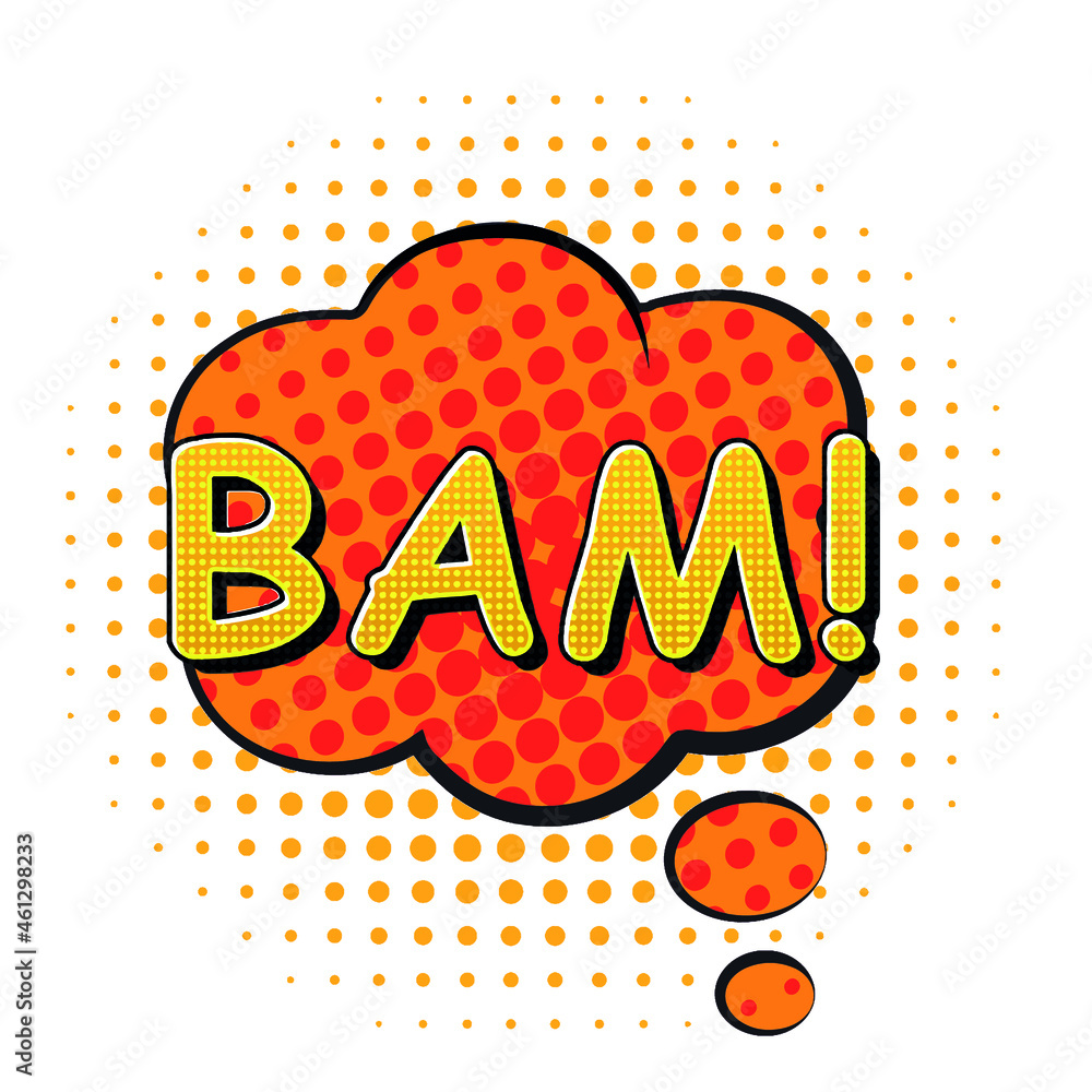 BAM Vector Comic Speech 3d Text Style Effect Mockup on white background ...