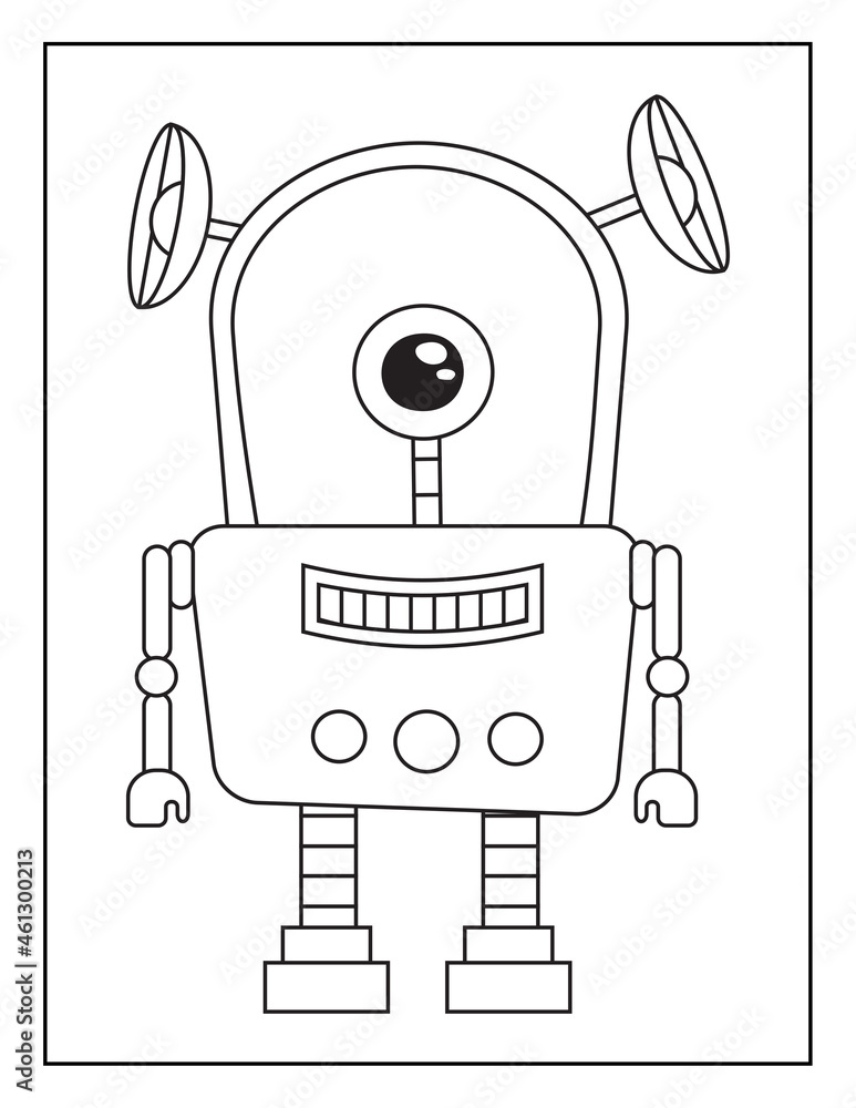 Robot Coloring Book Pages for Kids. Coloring book for children. Robots ...