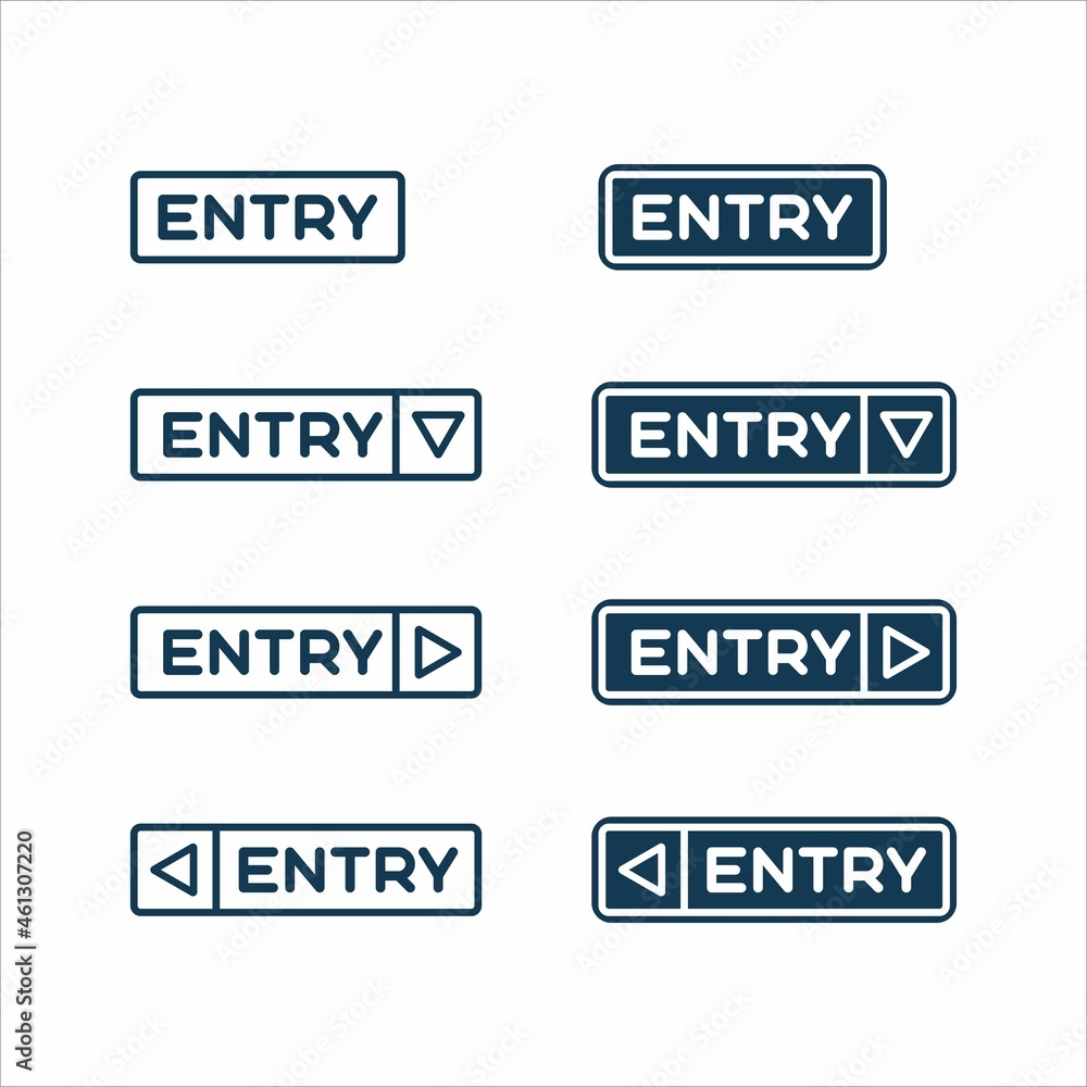 Set Modern Style Entry Sign, Arrow Symbol. With Blue Color, for ...