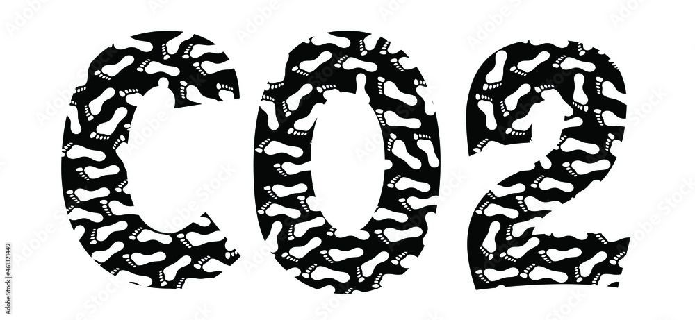 Carbon CO2 foot symbol ecological footprint. Human eco bare footprints ...