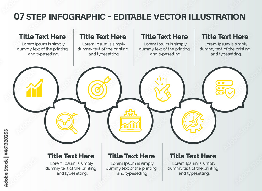 7 Steps Infographics Design Template - Graph, Pie chart, workflow ...