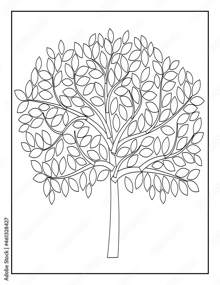 Coloring Book Pages for Kids. Coloring book for children. Tree. Stock ...