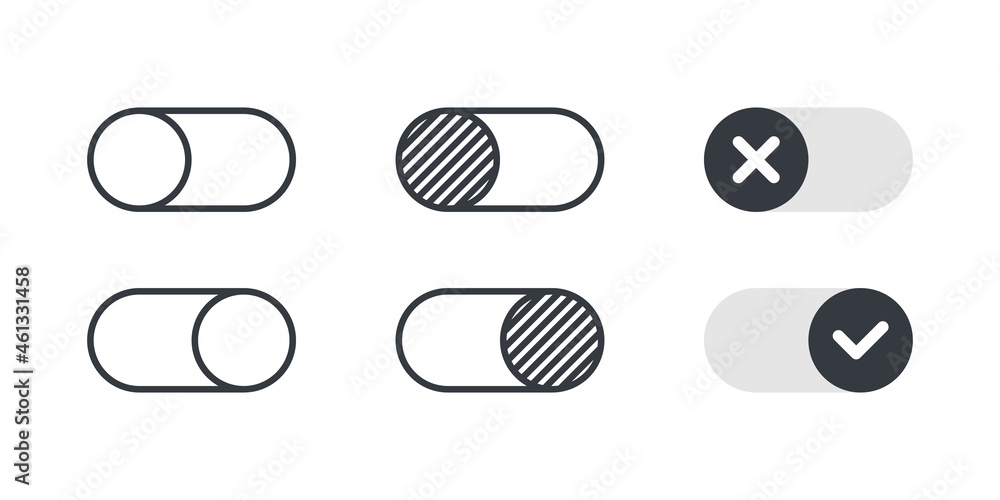 Switch icons. On and Off toggle switch buttons. Toggle Element for ...