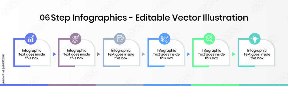 6 Steps Infographics Design Template - Graph, Pie chart, workflow ...