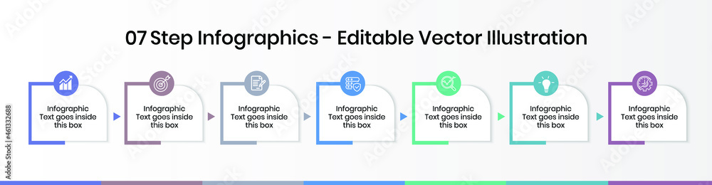 7 Steps Infographics Design Template - Graph, Pie chart, workflow ...
