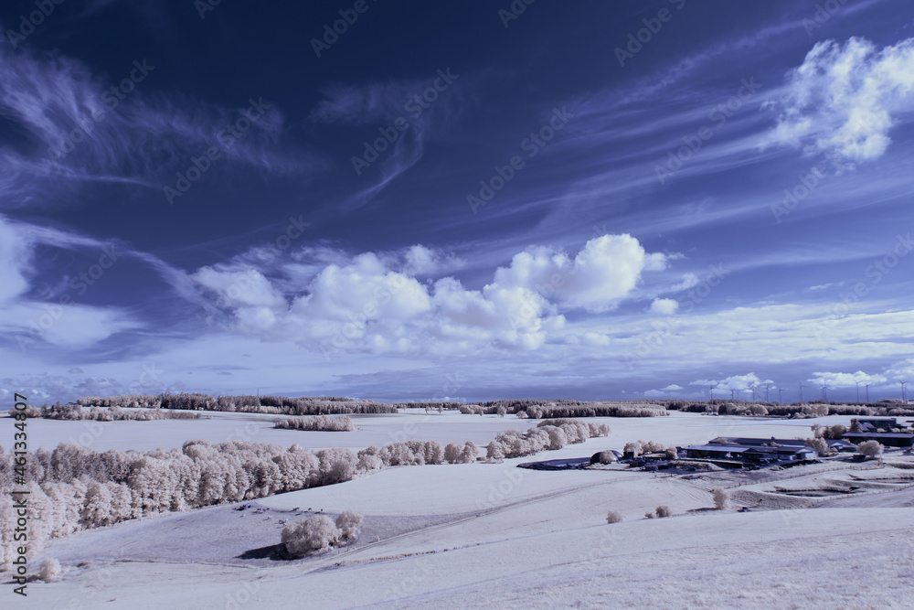 infrared photography - surreal ir photo of landscape with trees under ...