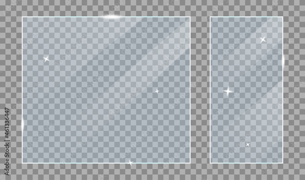 Glass plate set mockup on transparent background. Clear glass showcase ...